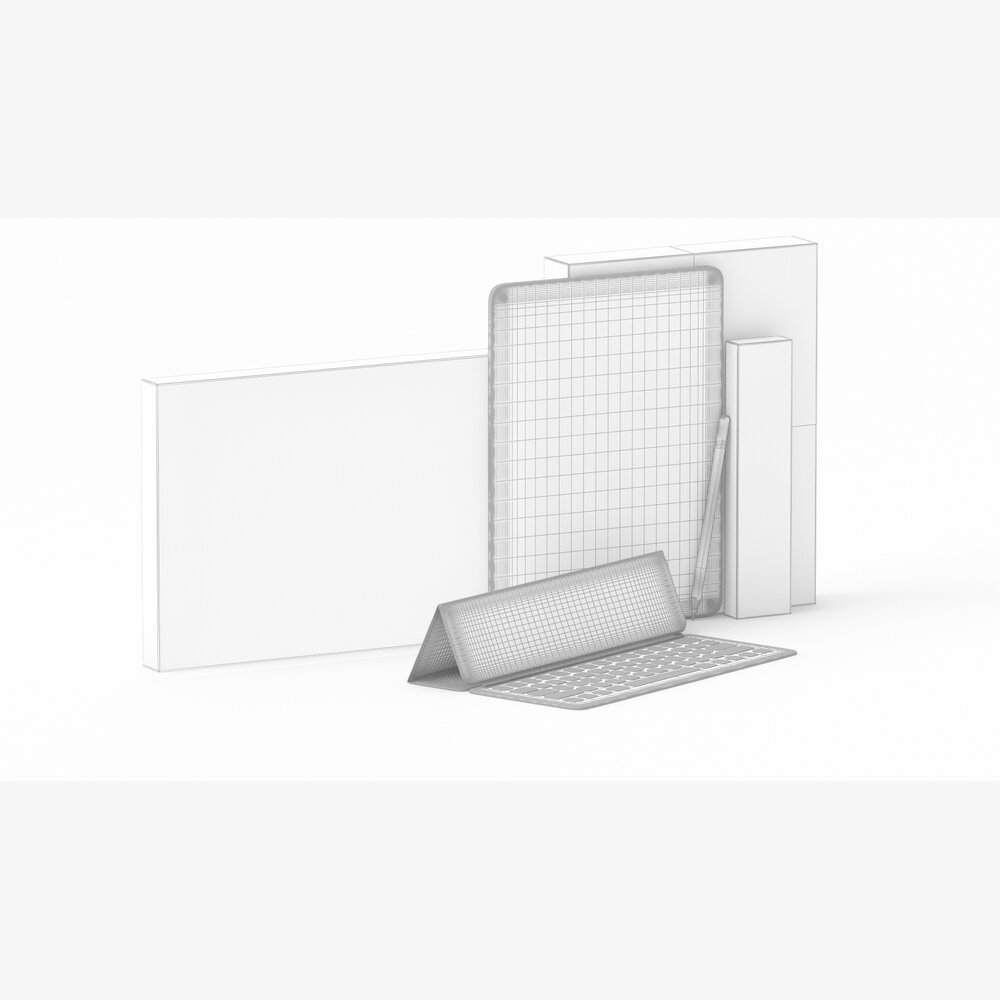 Apple iPad Pro 12-9 Inch Smart Keyboard Pencil Bundle With Box 3D model ...