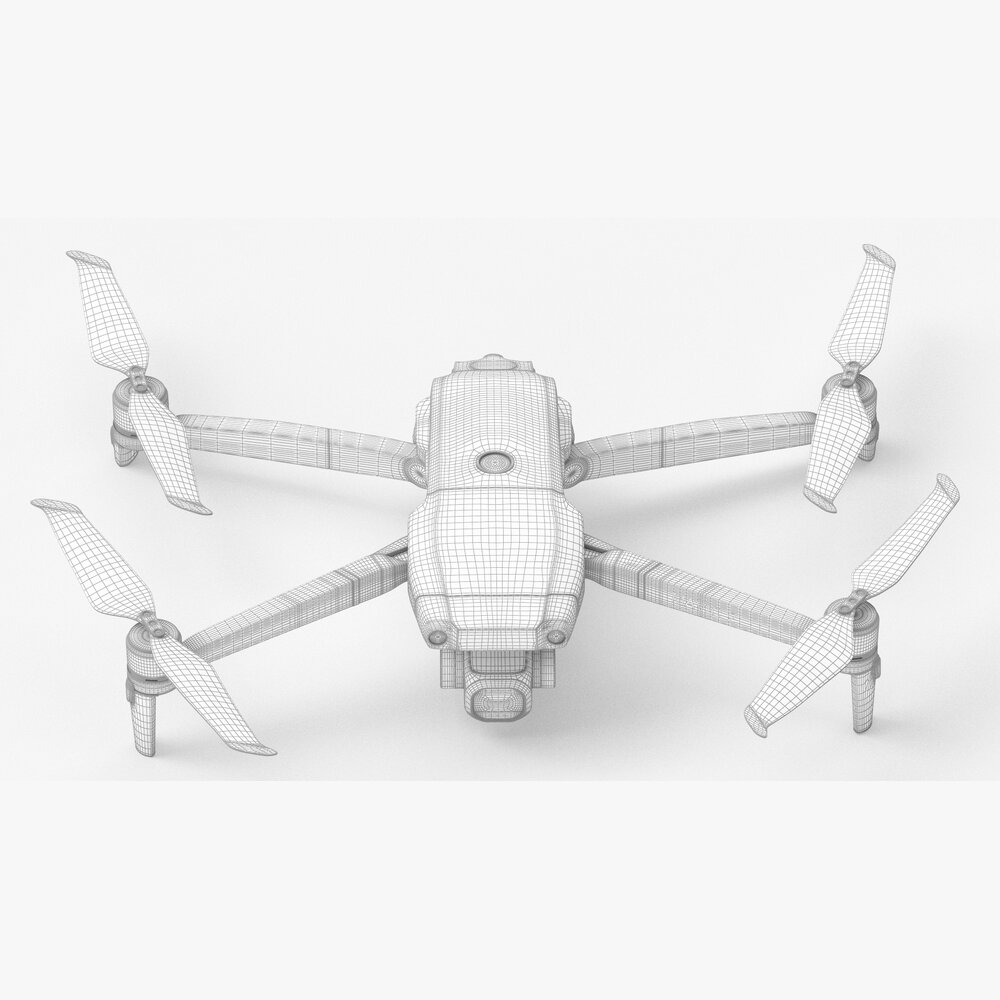 大疆 Mavic 2 Pro 无人机 3D模型 - 下载 相机无人机 开启 3DModels.org