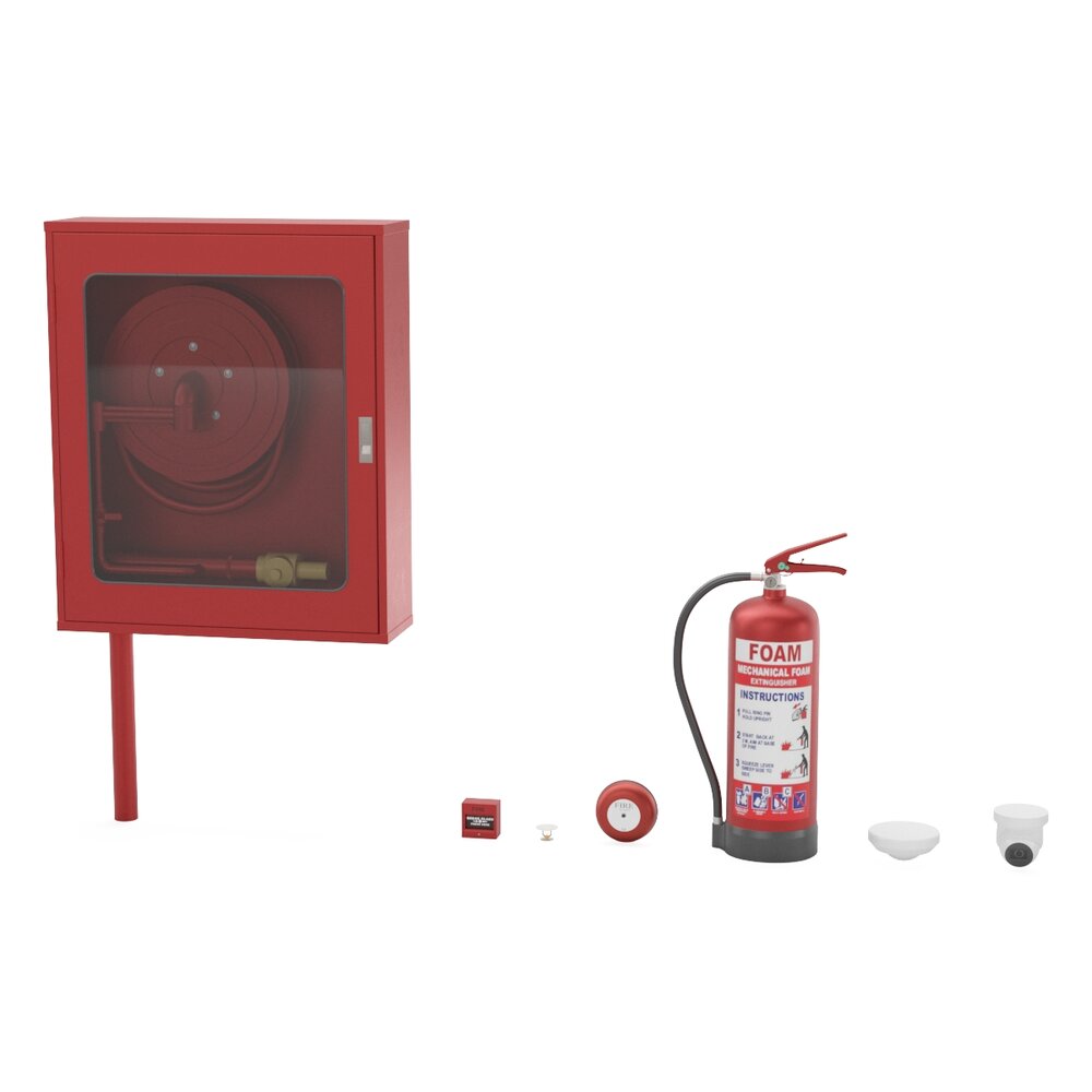 Fire Fighting System and security System 3D model - Download Tools on ...