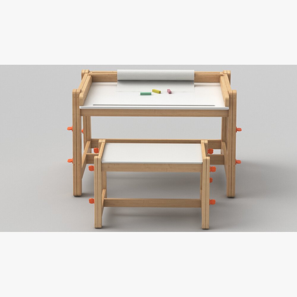 Flisat Children Desk and Bench 3D model - Download Table on 3DModels.org