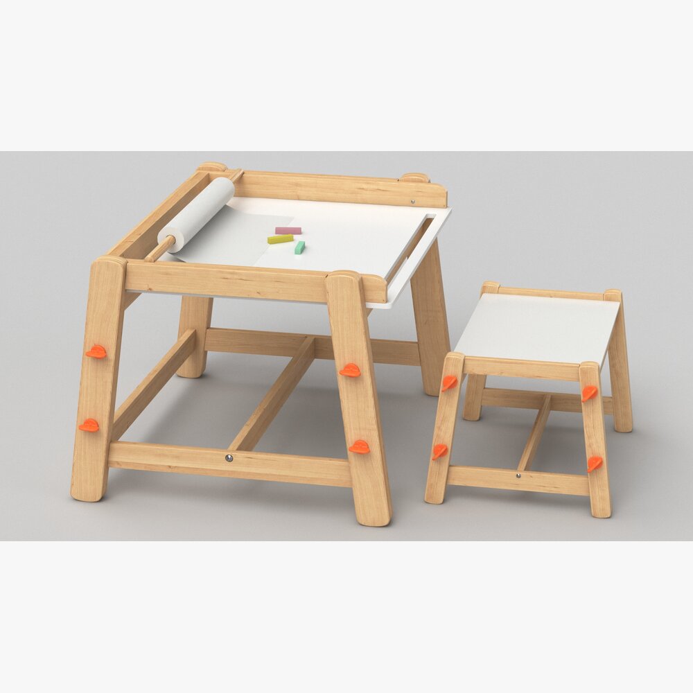 Flisat Children Desk and Bench 3D model - Download Table on 3DModels.org