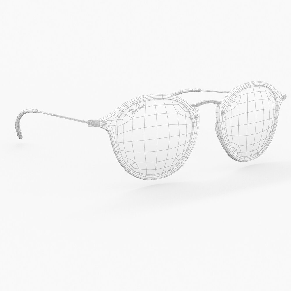 Ray Ban Round Fleck Non Polarized Green Classic Sunglass 3D model ...