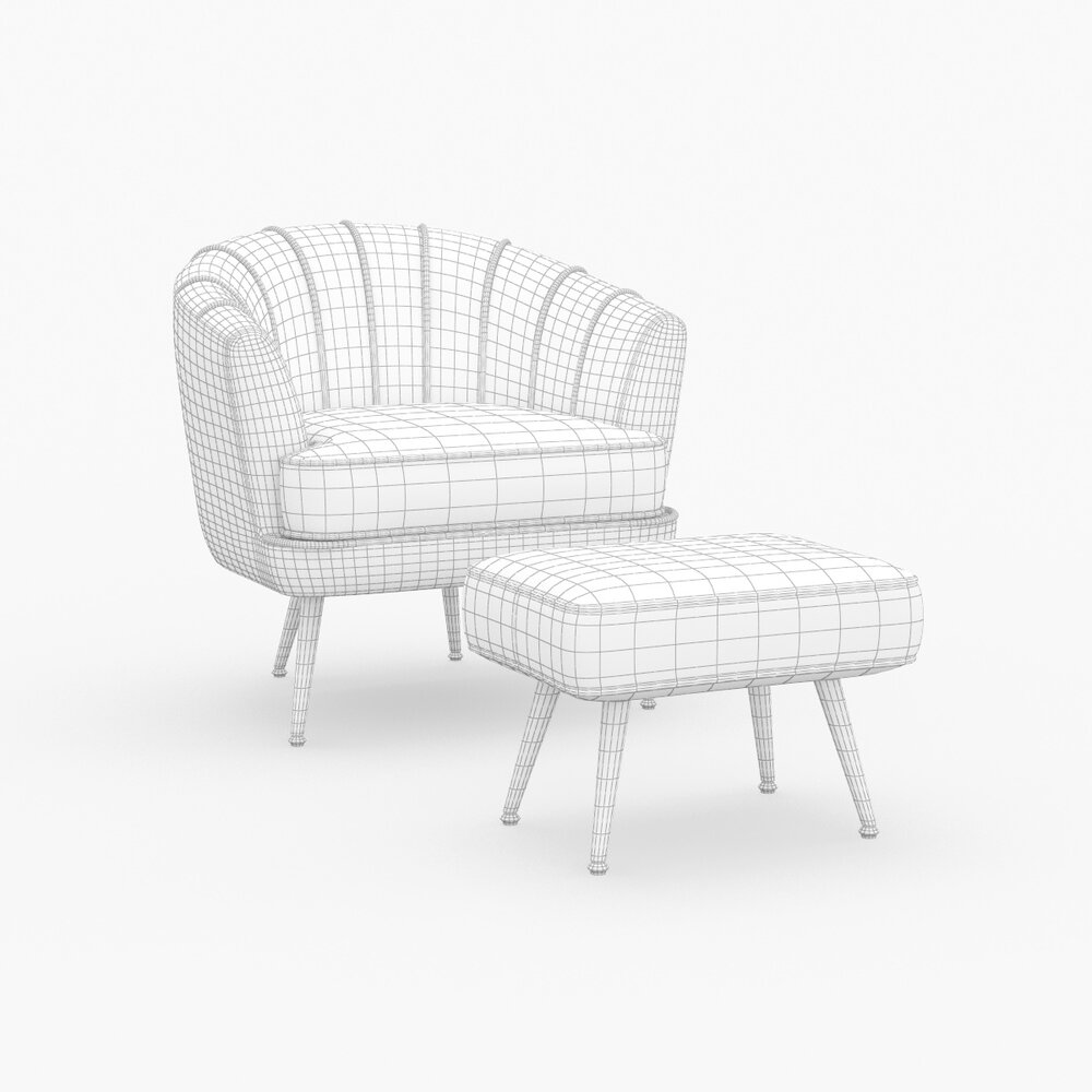 Andeworld Accent Chair with Ottoman 3D model - Download Armchair on ...
