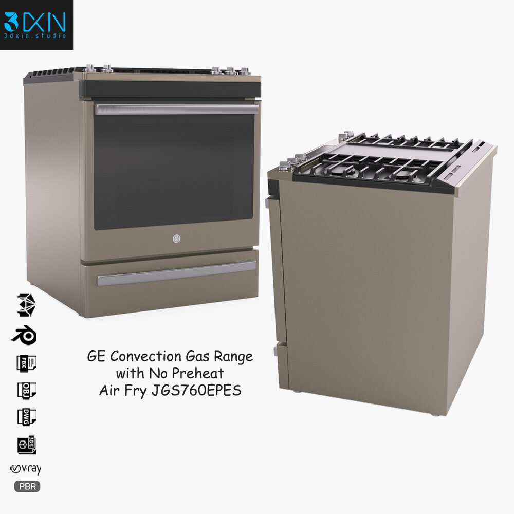 GE Convection Gas Range with No Preheat Air Fry JGS760EPES 3D model ...