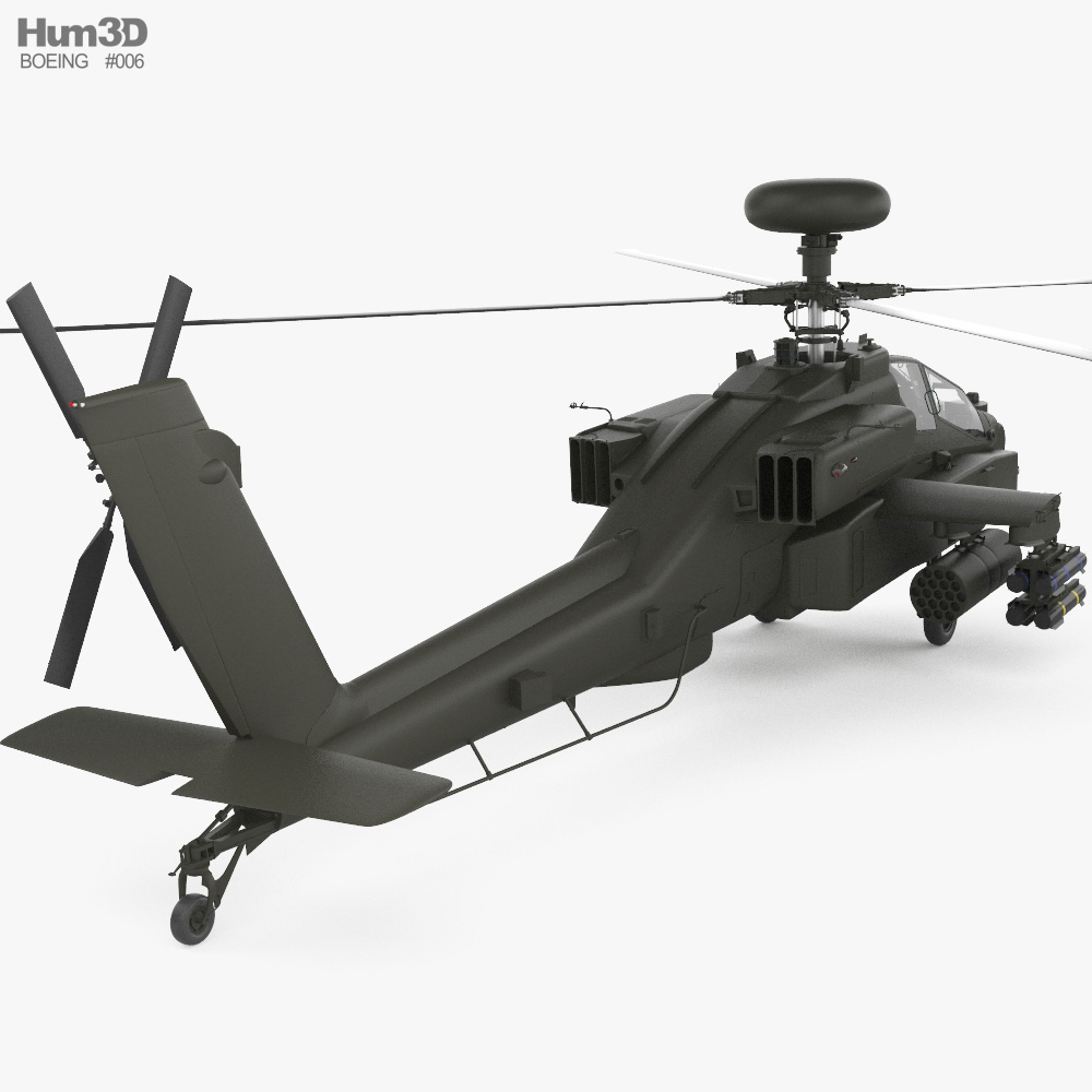 Boeing AH-64 D Apache with HQ interior 3D model - Download Helicopter ...