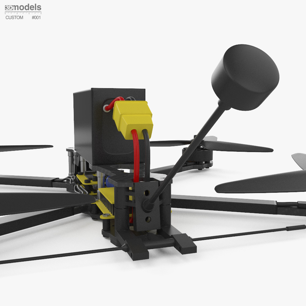 带摄像头的FPV竞速无人机 3D模型 - 下载 無人戰鬥航空載具 开启 3DModels.org