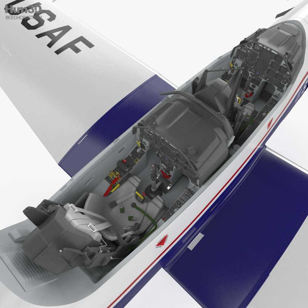 Beechcraft T-6A Texan II with HQ interior 3D model - Download Transport ...