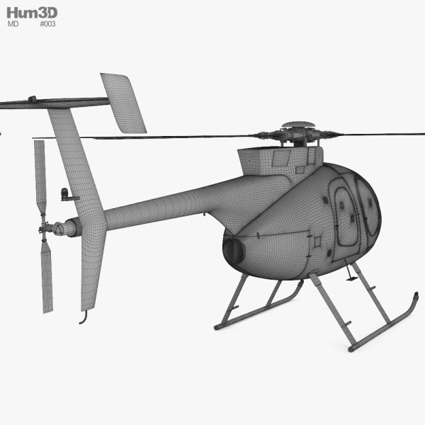 MD Helicopters MD 500 with Cockpit HQ interior 3D model - Download ...
