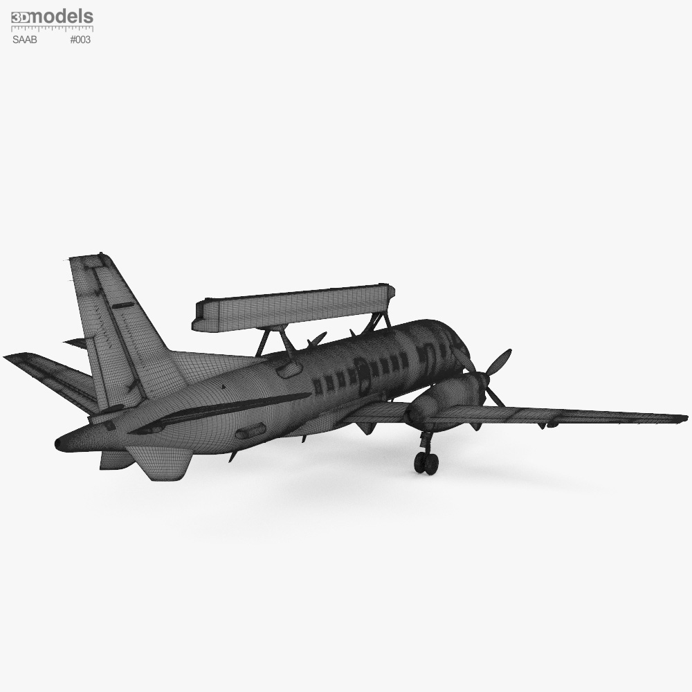 Saab 340 AEW-C 3D model - Download Transport on 3DModels.org