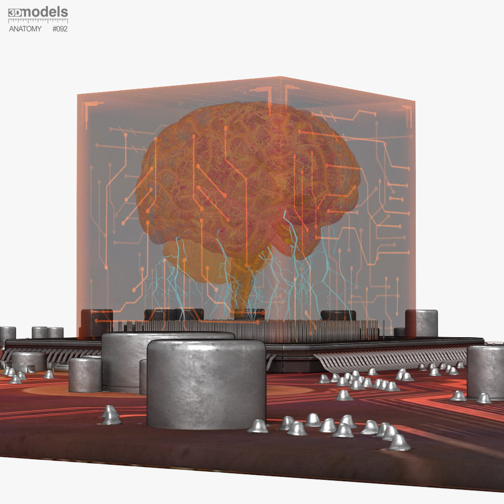 AI Brain in Transparent Cube 3D model - Download Robots on 3DModels.org