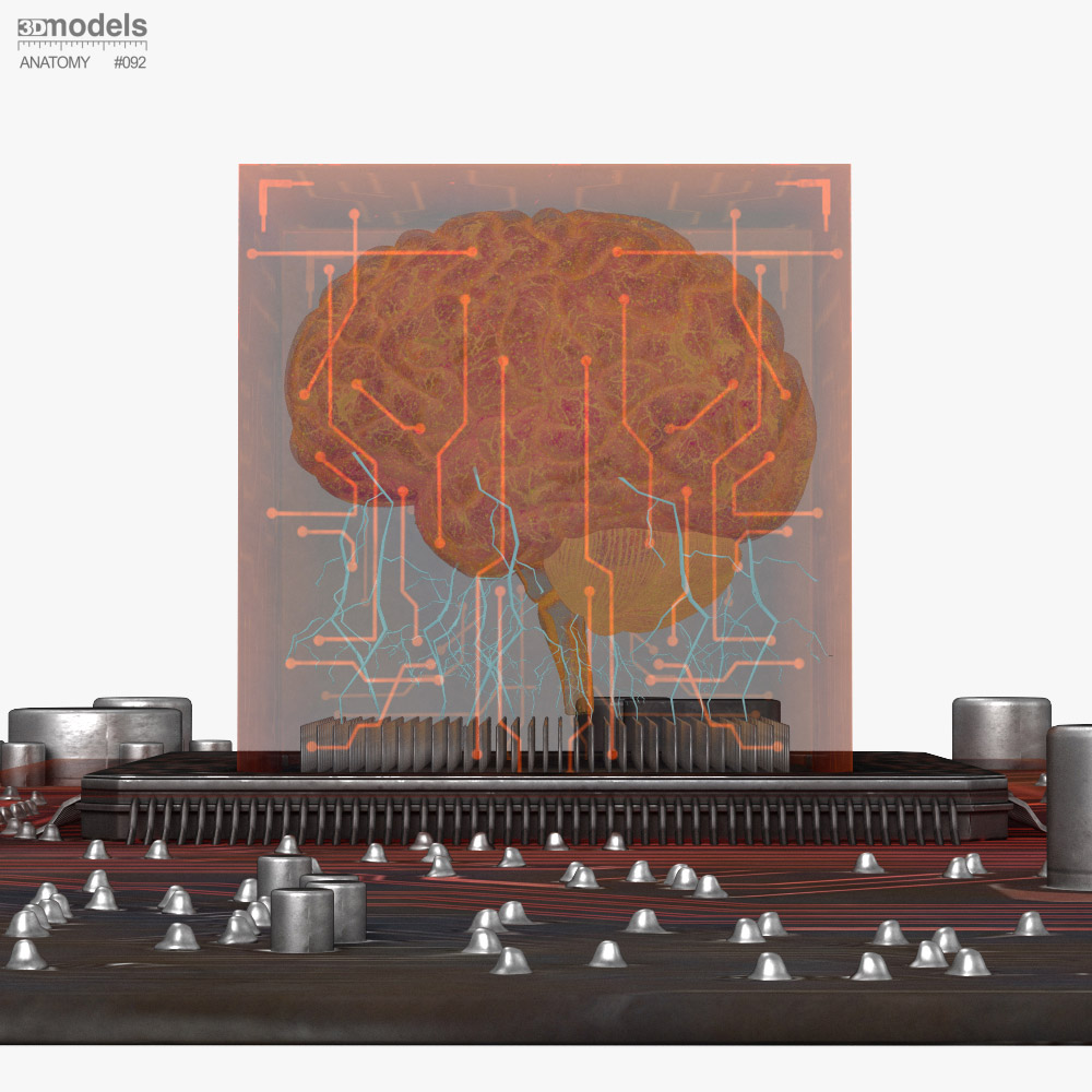 AI Brain in Transparent Cube 3D model - Download Robots on 3DModels.org