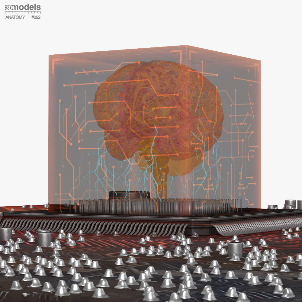 AI Brain in Transparent Cube 3D model - Download Robots on 3DModels.org