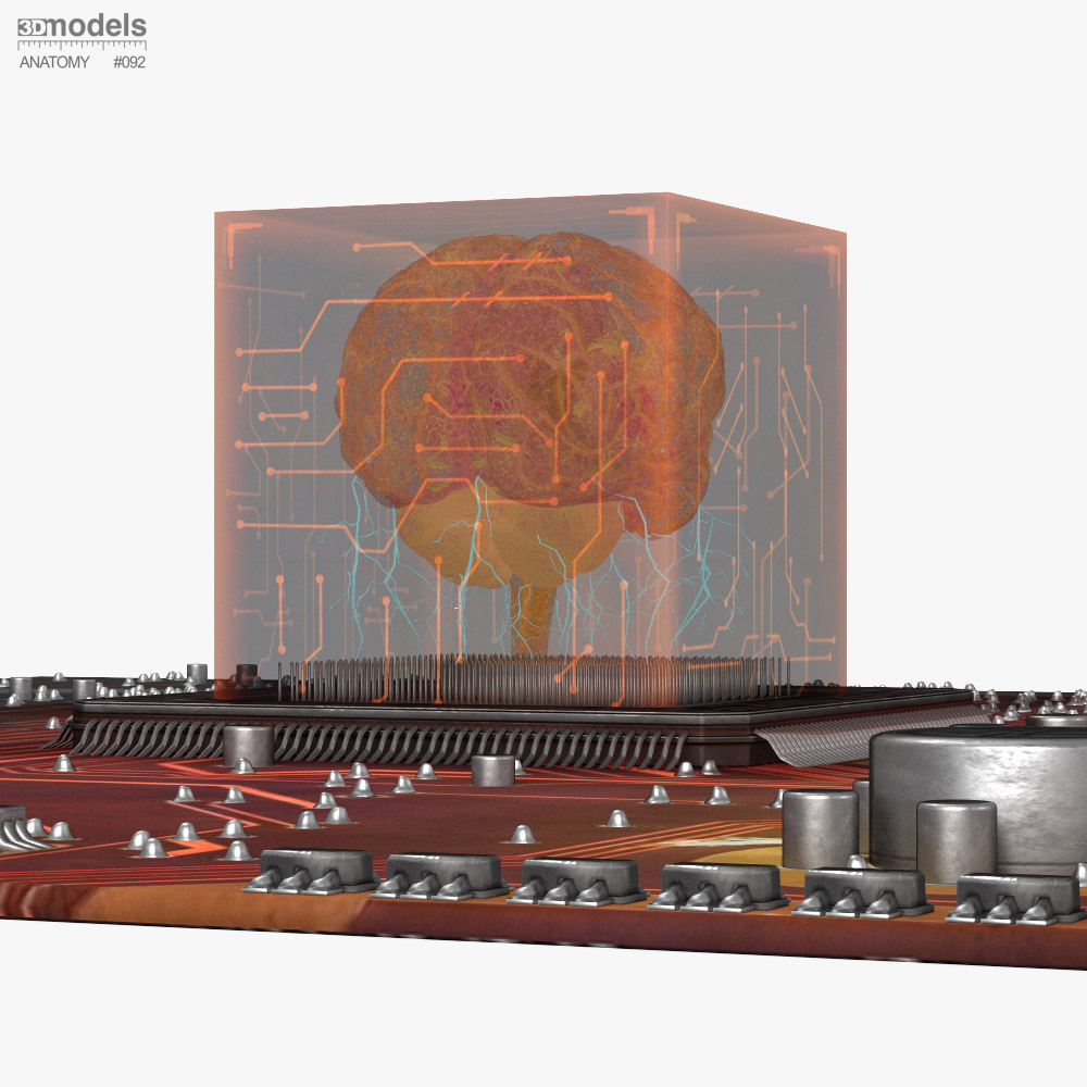 AI Brain in Transparent Cube 3D model - Download Robots on 3DModels.org