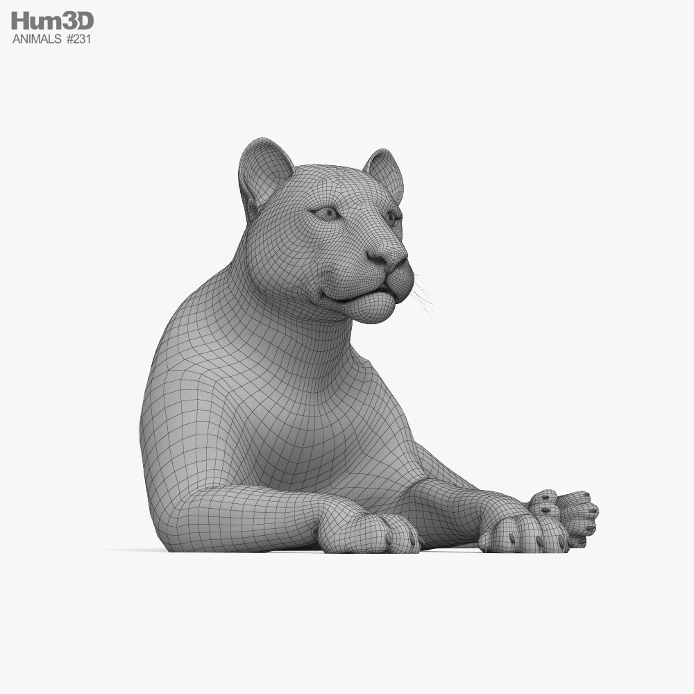 Lying Tiger 3D model - Download Mammals on 3DModels.org