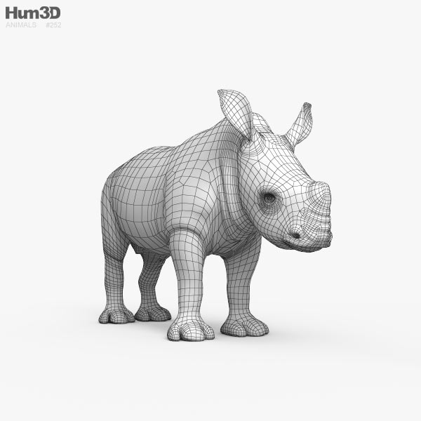 Animated Rhinoceros Cub 3D model - Download Mammals on 3DModels.org