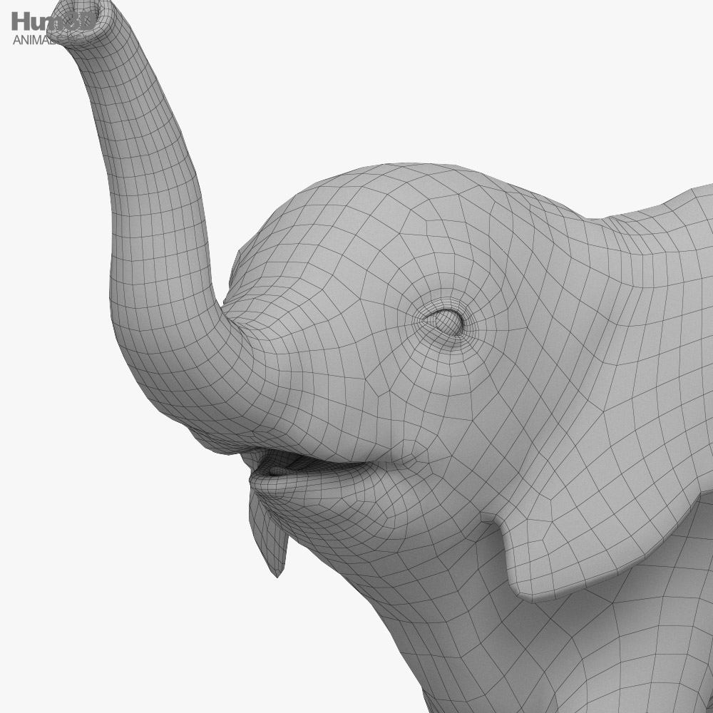 Running Baby Elephant 3D model - Download Mammals on 3DModels.org