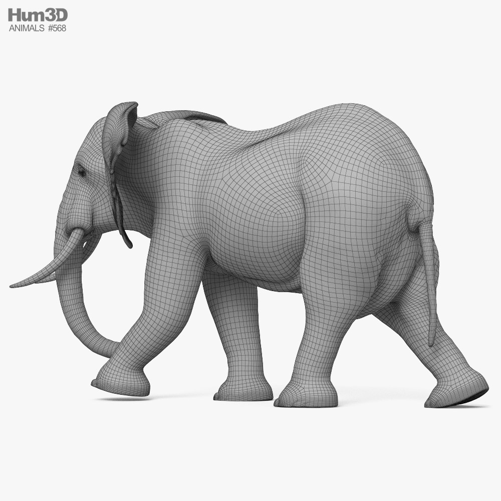 Walking African Elephant 3D model - Download Mammals on 3DModels.org