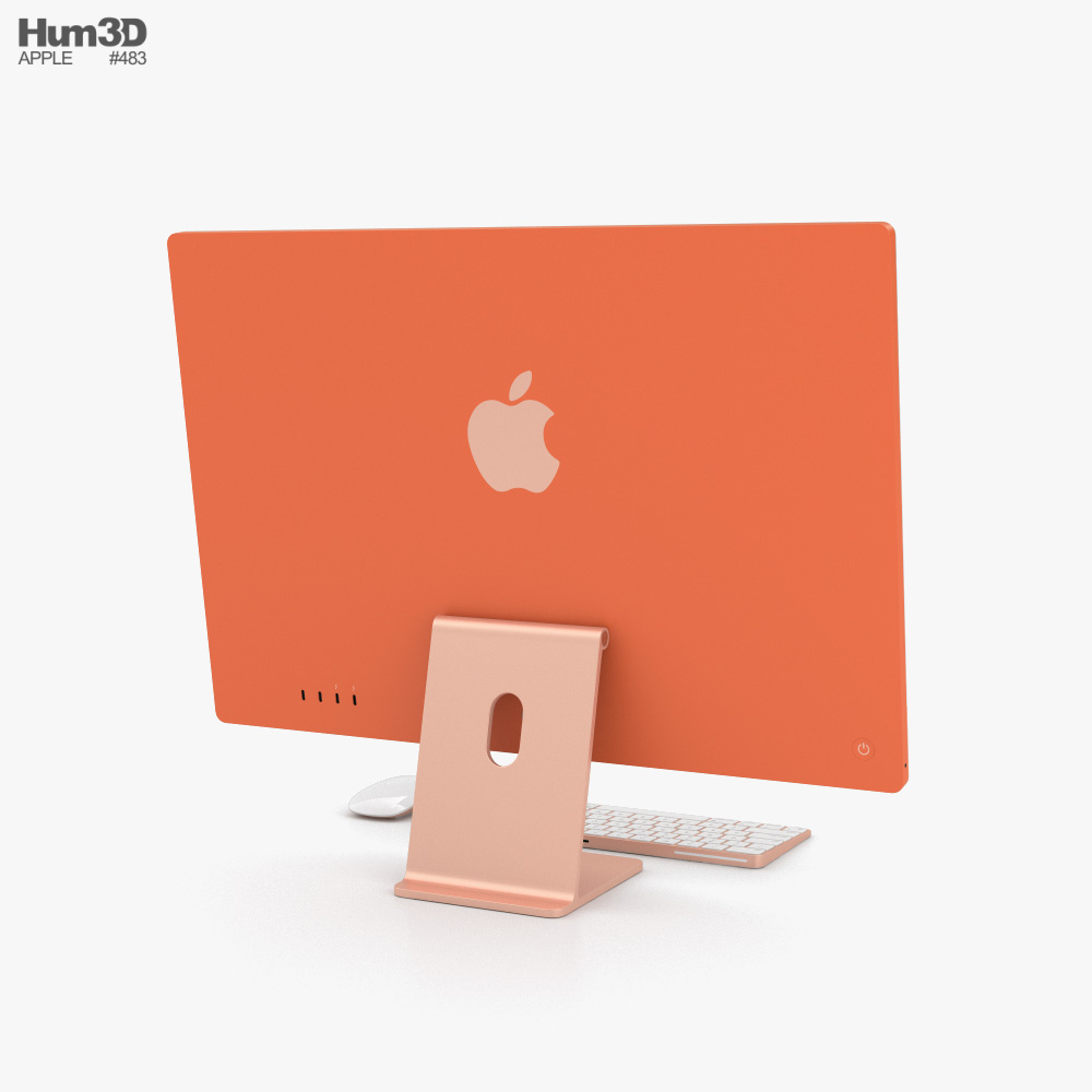 Apple iMac 24-inch 2021 Orange 3D model - Download Desktop Computer on ...