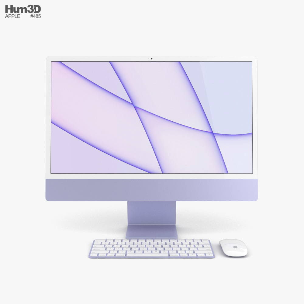 Apple iMac 24-inch 2021 Purple 3D model - Download Desktop Computer on ...