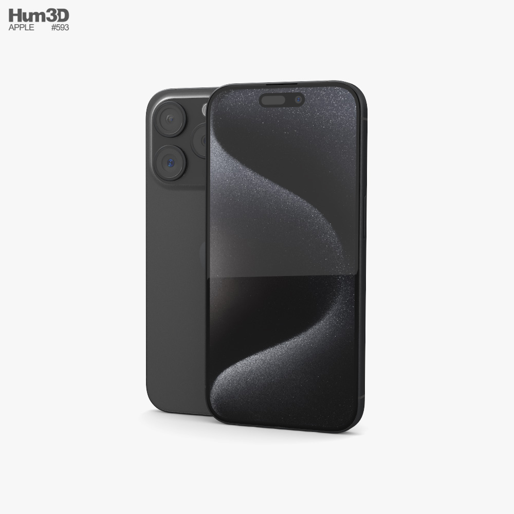 Apple iPhone 15 Pro Black Titanium 3D model - Download Phones on ...
