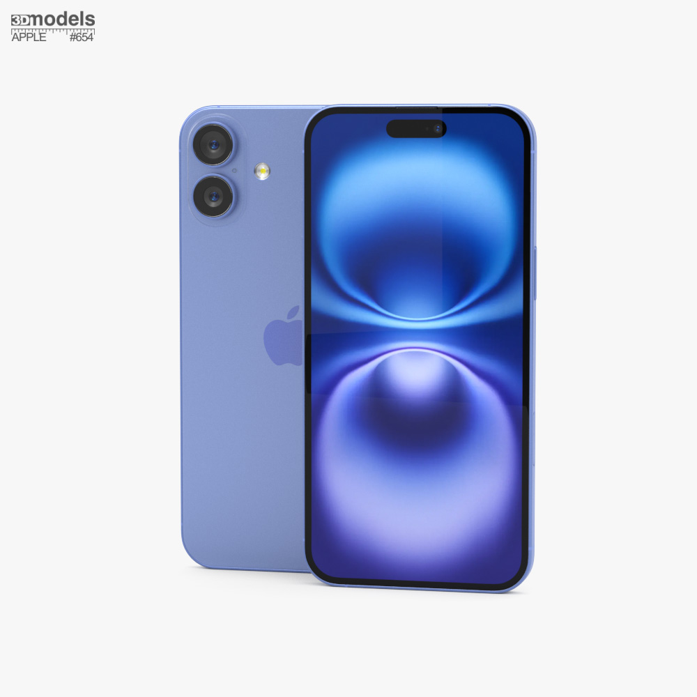 Apple iPhone 16 Plus Ultramarine 3D model - Download Phones on 3DModels.org