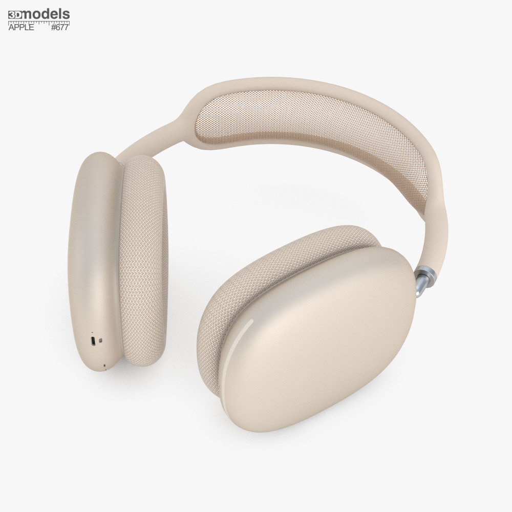 Apple AirPods Max Starlight 3D model - Download Audio Devices on ...