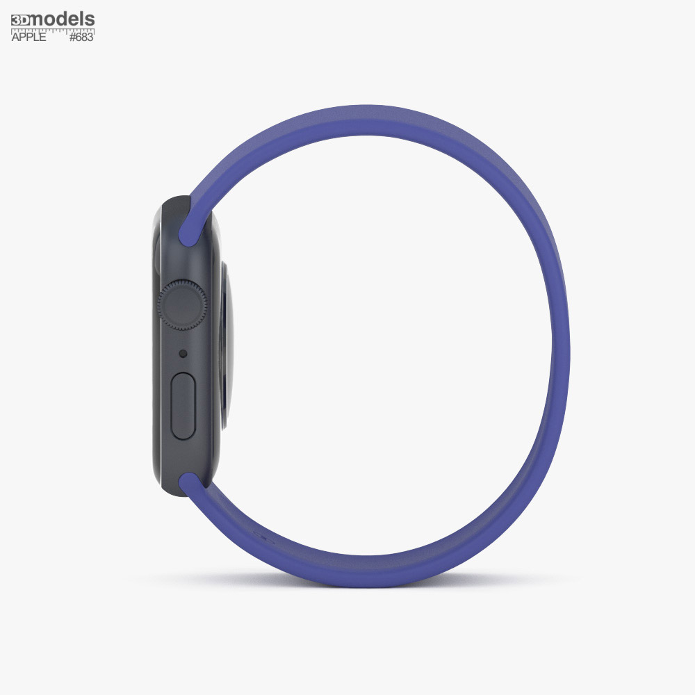 Apple Watch SE Midnight Rubber Solo Loop Ultramarine 44mm 3D model ...