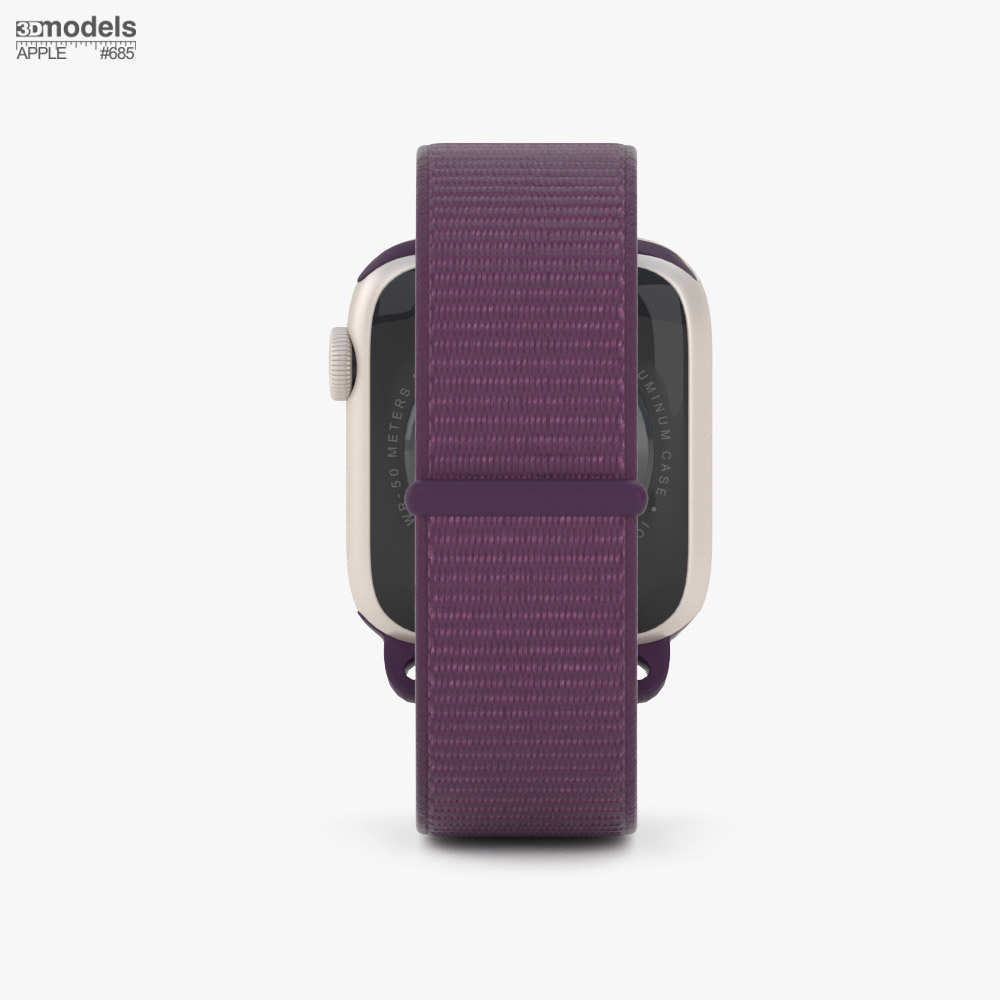 Apple Watch SE Starlight Textile Sport Loop Plum 44mm 3D model ...