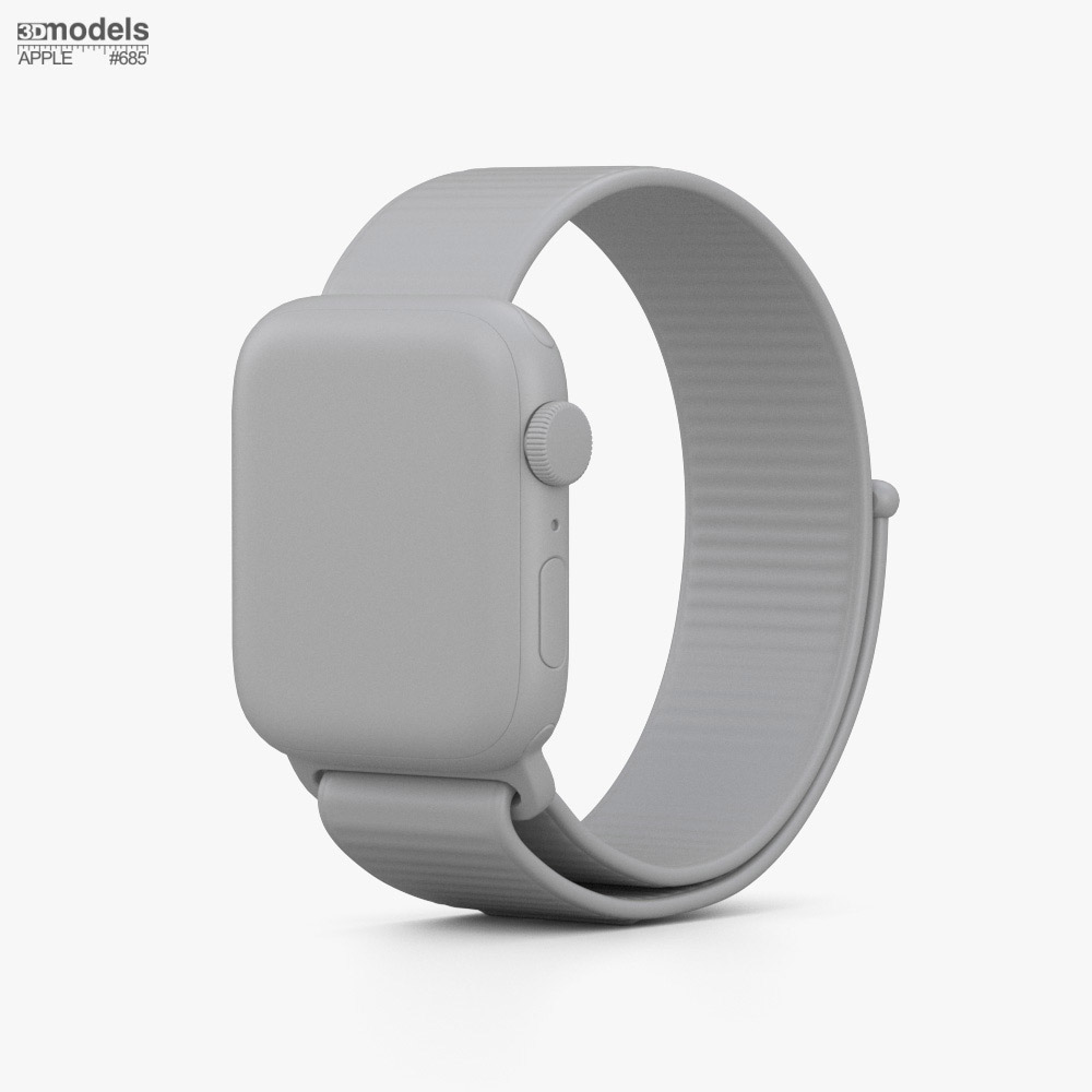 Apple Watch SE Starlight Textile Sport Loop Plum 44mm 3D model ...