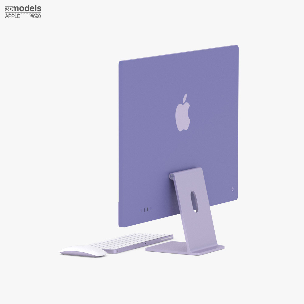 Apple iMac 24-inch 2024 Purple 3D model - Download Desktop Computer on ...