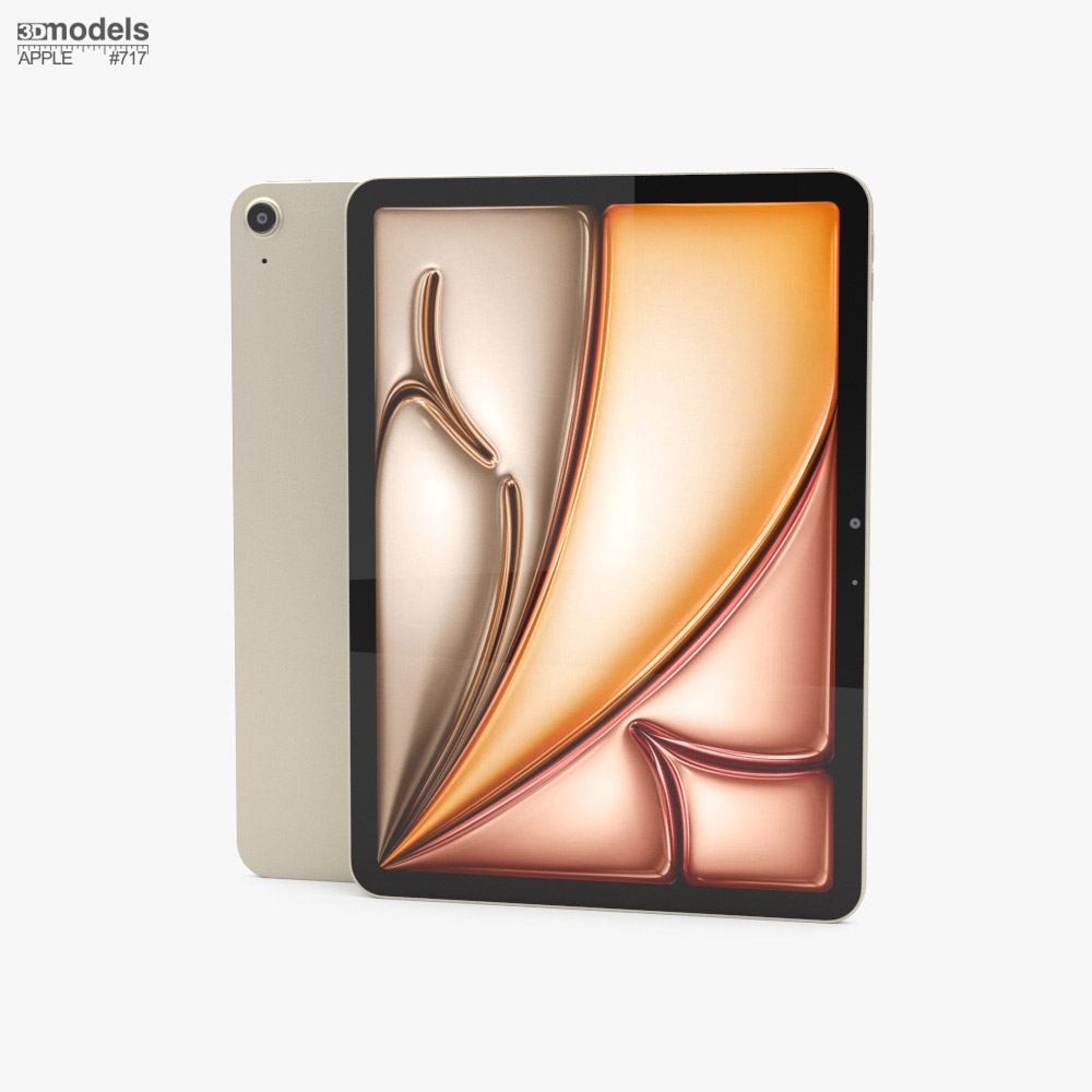 Apple iPad Air M3 11-inch (2025) Starlight 3D 모델 - 다운로드 태블릿 컴퓨터 on ...