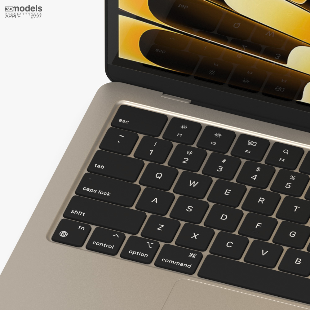Apple MacBook Air 13 inch M4 M5 2025 2026 Starlight 3D model - Download ...