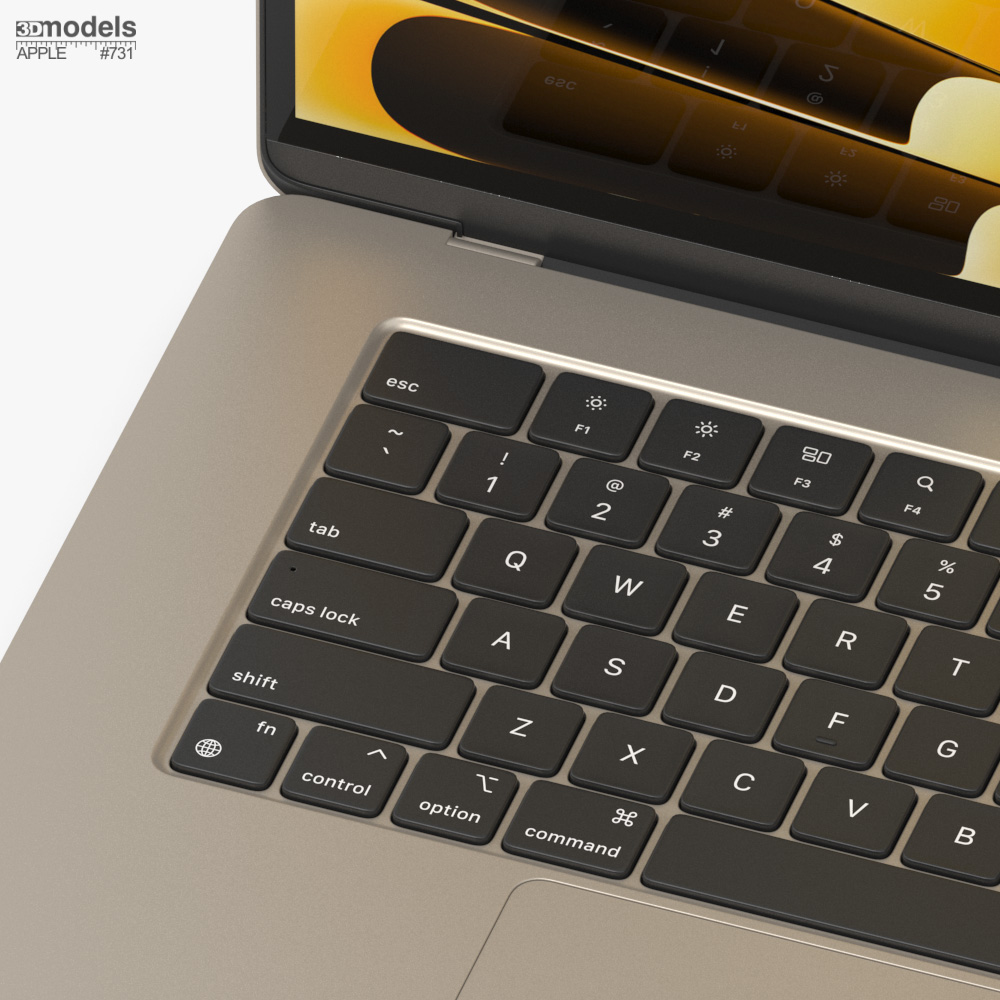 Apple MacBook Air 15 inch M4 M5 2025 2026 Starlight 3D model - Download ...