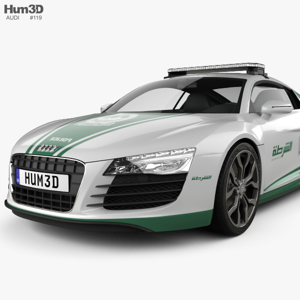 Audi R8 Police Dubai 2015 3D model - Download Sports car on 3DModels.org