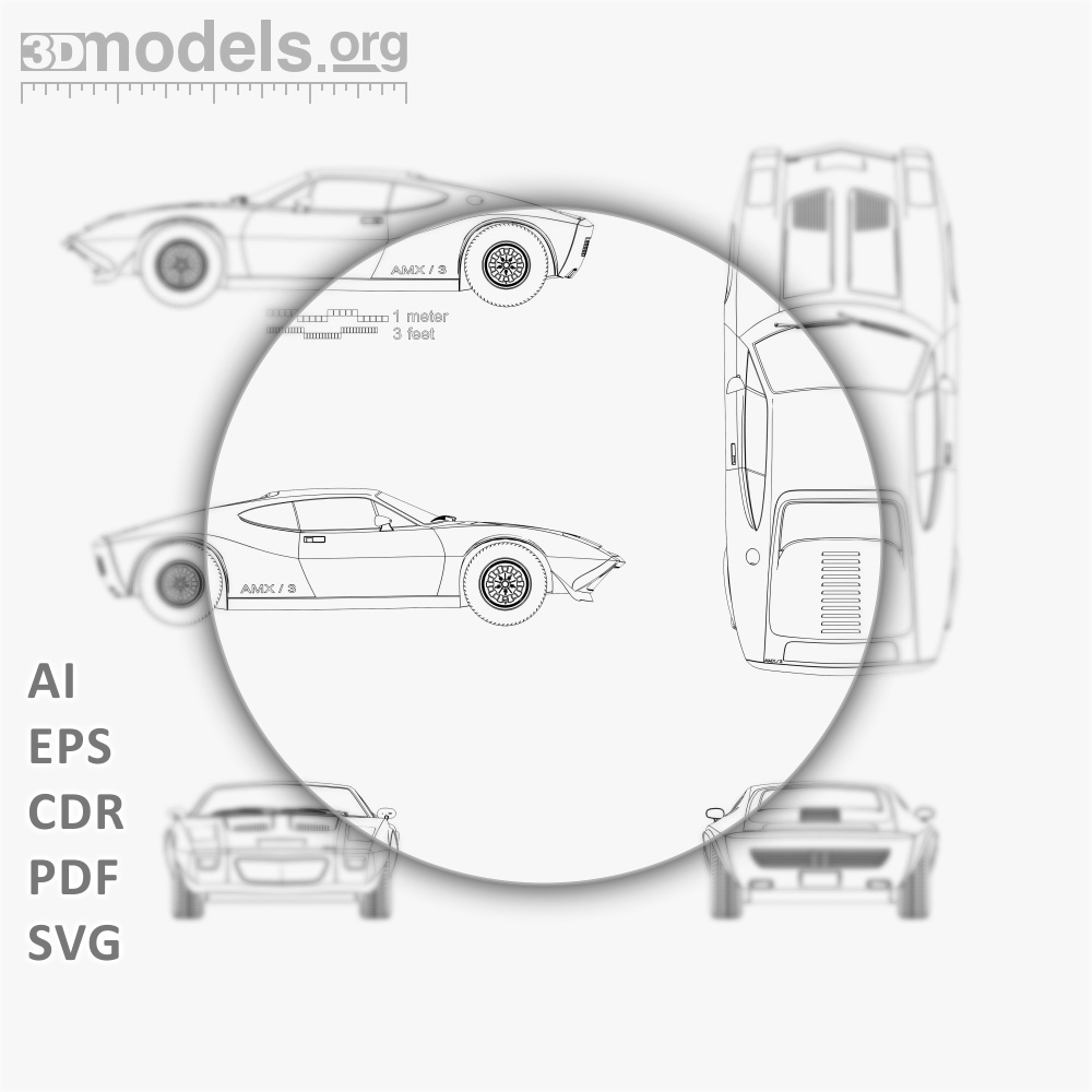 AMC AMX/3 1970 Vector Blueprint - 3DModels.org