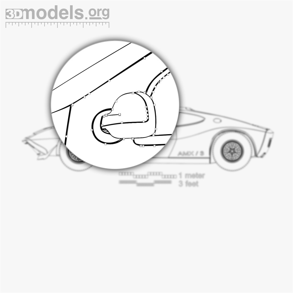 AMC AMX/3 1970 Vector Blueprint - 3DModels.org
