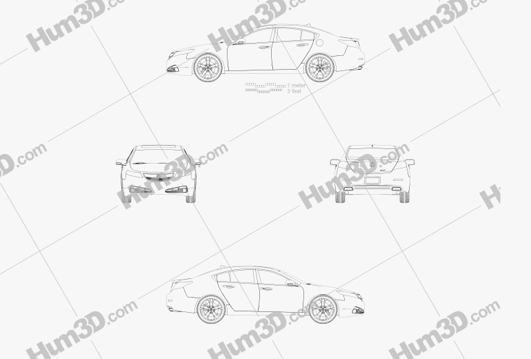 Acura TL 2013 Blueprint - 3DModels.org