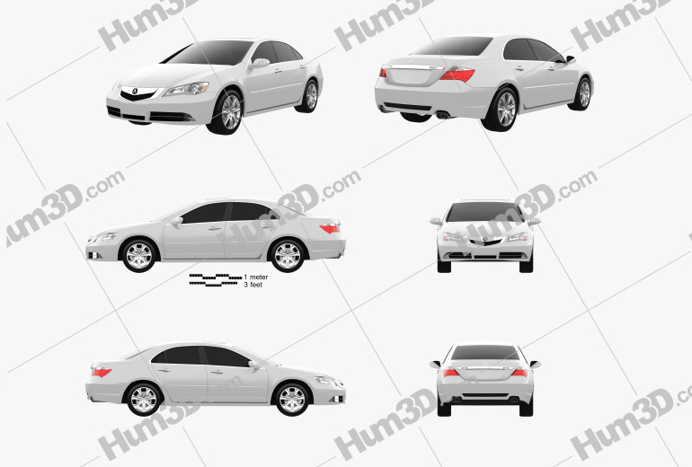 Acura RL 2015 Blueprint Template - 3DModels.org