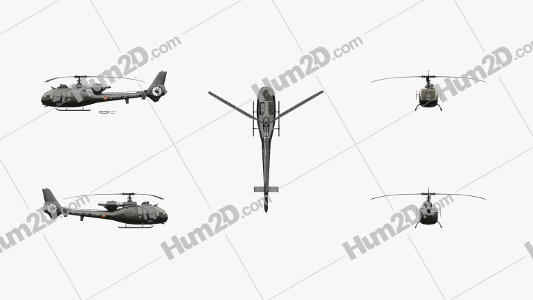 Aerospatiale SA-342 Gazelle Blueprint Template - 3DModels.org
