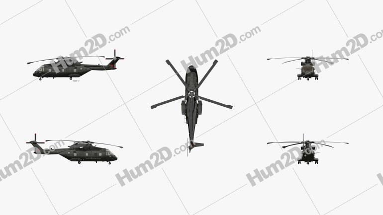 AgustaWestland AW101 Merlin Blueprint Template - 3DModels.org