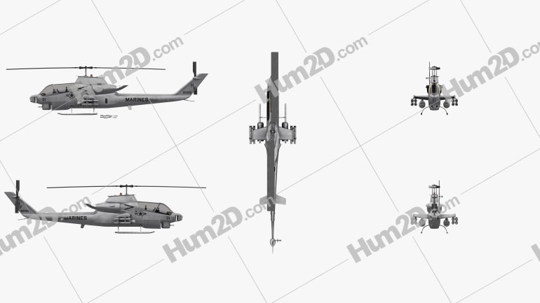 Bell AH-1 Cobra Blueprint Template - 3DModels.org