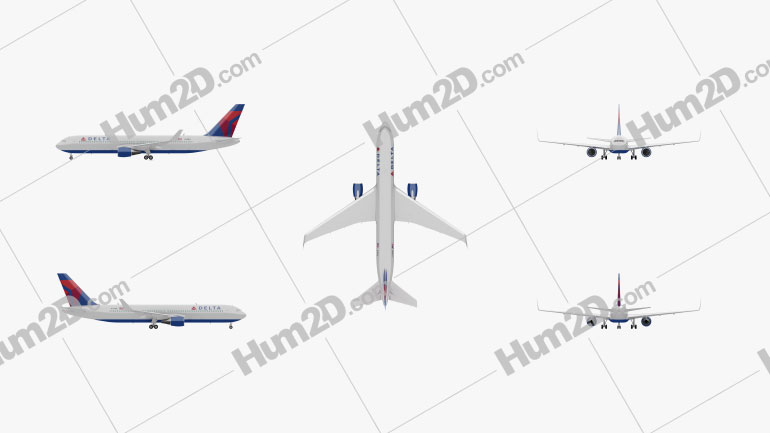 Boeing 767-300 Blueprint Template - 3DModels.org