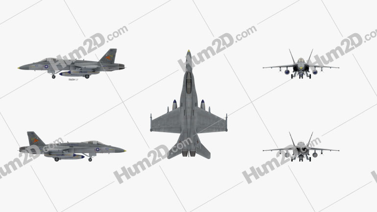 McDonnell Douglas F/A-18 Hornet Blueprint Template - 3DModels.org