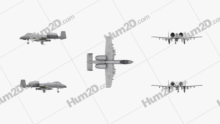 Fairchild Republic A-10 Thunderbolt II Warthog Plantilla de Plano ...