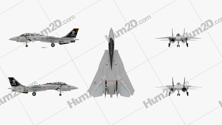 Grumman F-14 Tomcat Blueprint Template - 3DModels.org