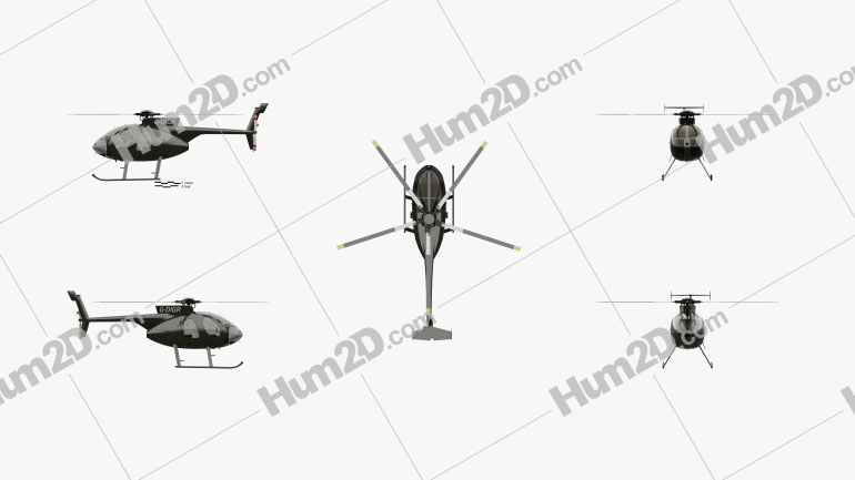 MD Helicopters MD 500 Blueprint Template - 3DModels.org