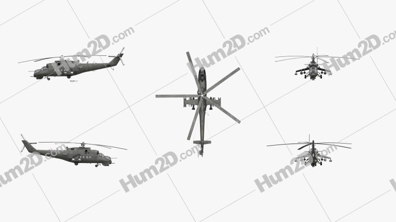 Mil Mi-24 Blueprint Template - 3DModels.org