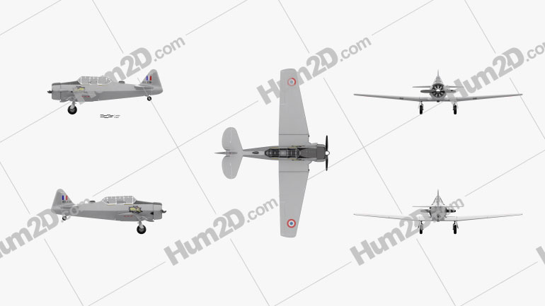 North American T-6 Texan Blueprint Template - 3DModels.org