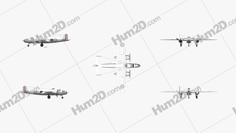 North American B-25 Mitchell Blueprint Template - 3DModels.org