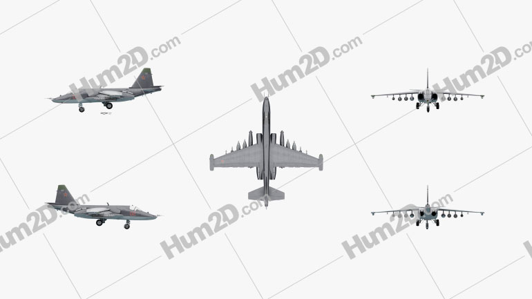 Sukhoi Su-25 Blueprint Template - 3DModels.org